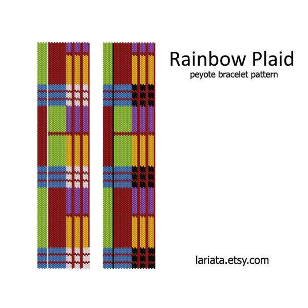 Rainbow Plaid - Even Count Peyote Stitch Cuff Bracelet Beading Pattern ...