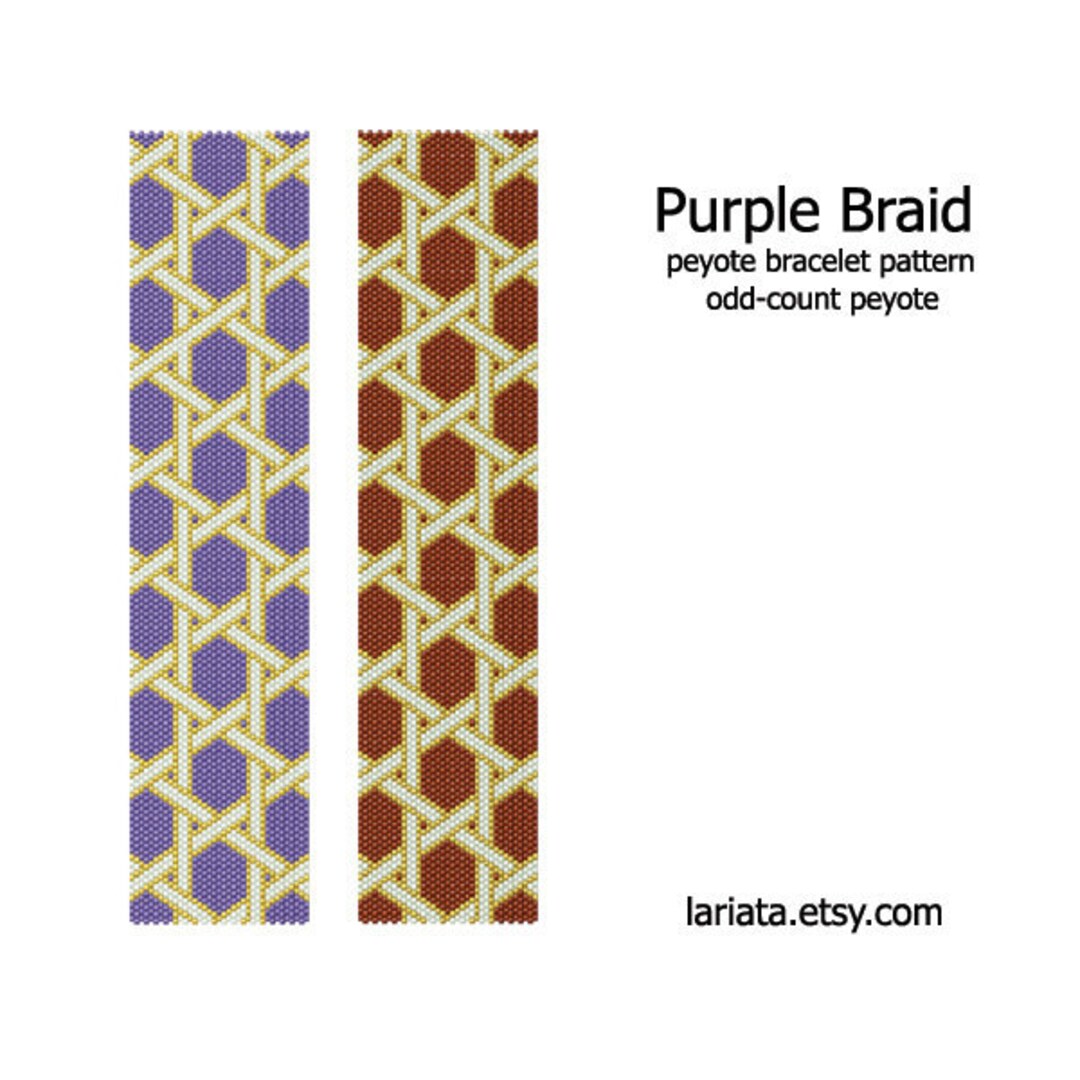 Purple Braid - Odd Count Peyote Stitch Wide Cuff Bracelet Beading ...