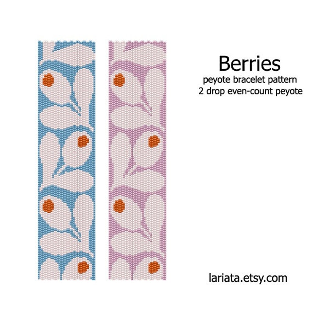 Berries - Even Count 2 Drop Peyote Stitch Cuff Bracelet Beading Pattern ...