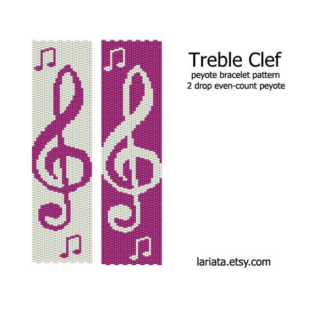 Treble Clef - Even Count 2 Drop Peyote Stitch Cuff Bracelet Beading ...