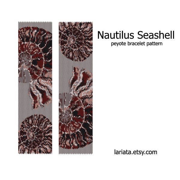 Nautilus Seashell - Even Count Peyote Stitch Cuff Bracelet Beading ...