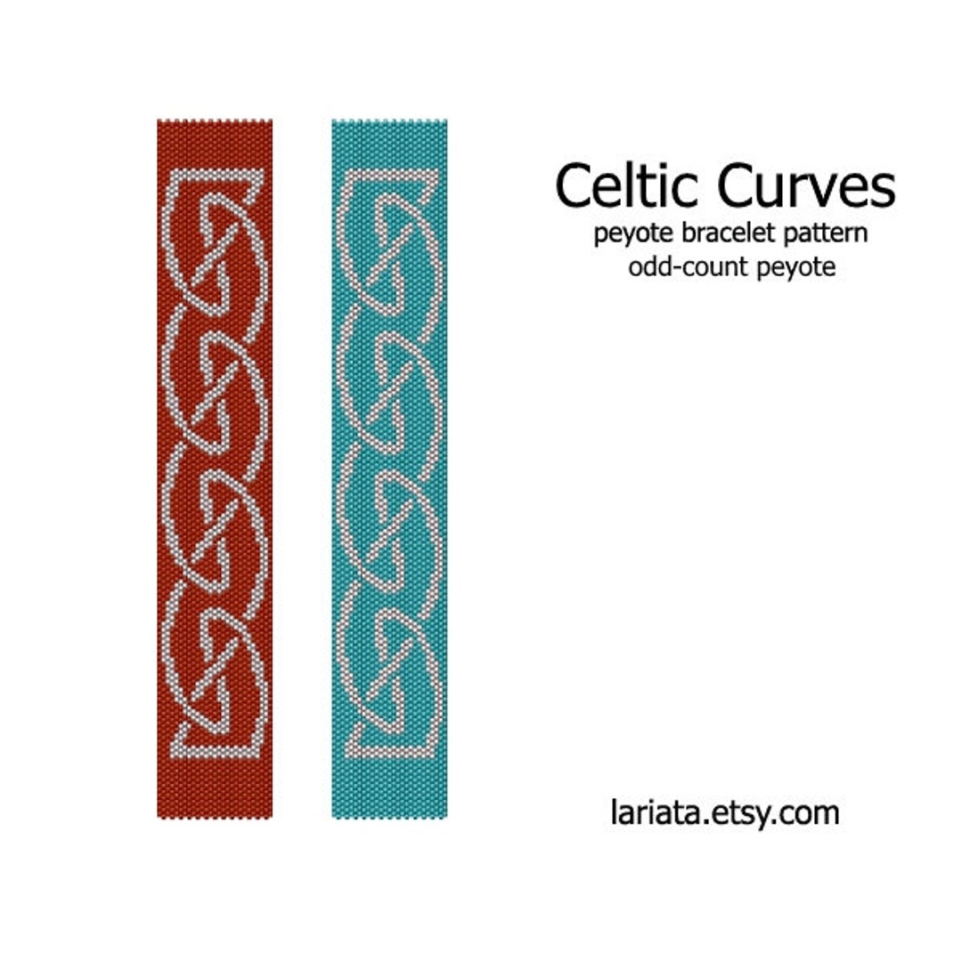 Celtic Curves - Odd Count Peyote Stitch Cuff Bracelet Beading Pattern INSTANT DOWNLOAD Peyoted ...