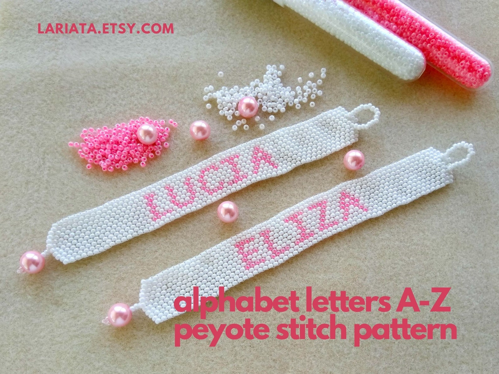 Alphabet Letters A-Z Font Peyote Stitch Cuff Bracelet Beading Pattern ...