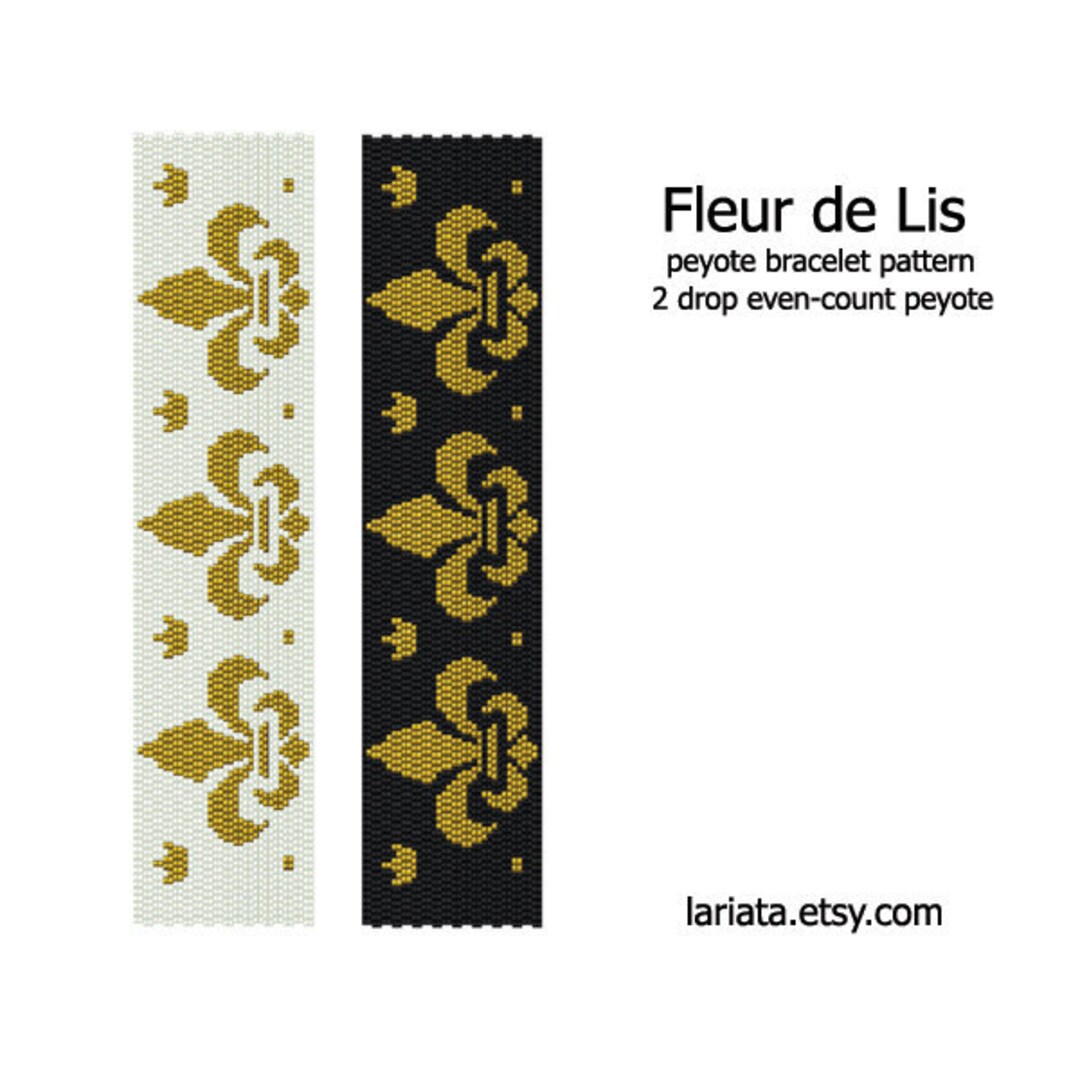 Fleur De Lis - Even Count 2 Drop Peyote Stitch Cuff Bracelet Beading ...