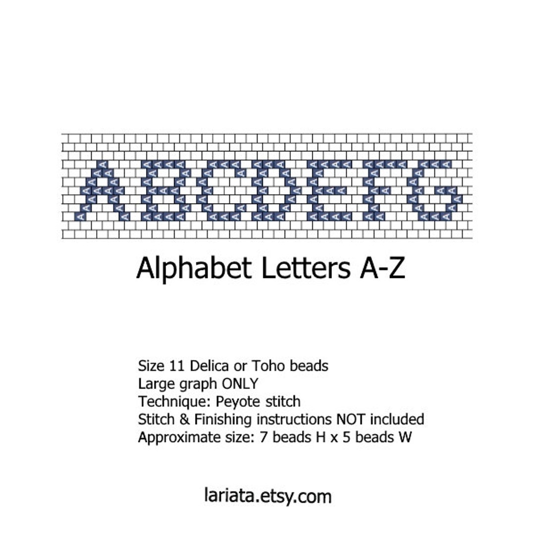Alphabet Letters A-Z Font Peyote Stitch Beading Pattern - INSTANT ...
