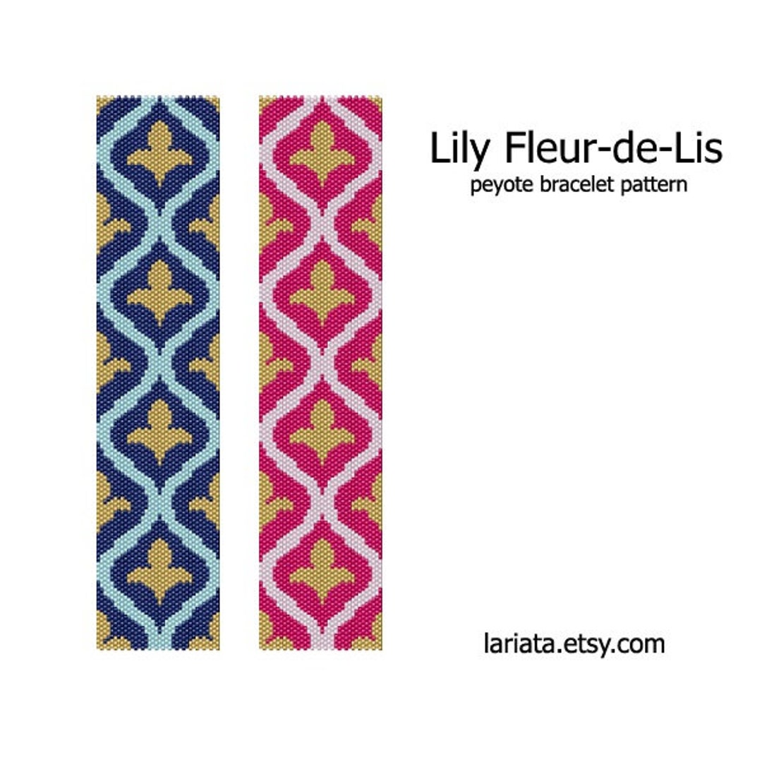 Lily Fleur-de-lis - Even Count Peyote Stitch Cuff Bracelet Beading ...
