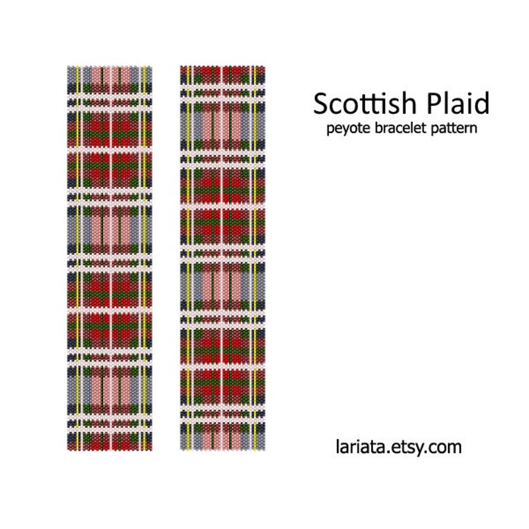 Scottish Plaid - Even Count Peyote Stitch Cuff Bracelet Beading Pattern ...