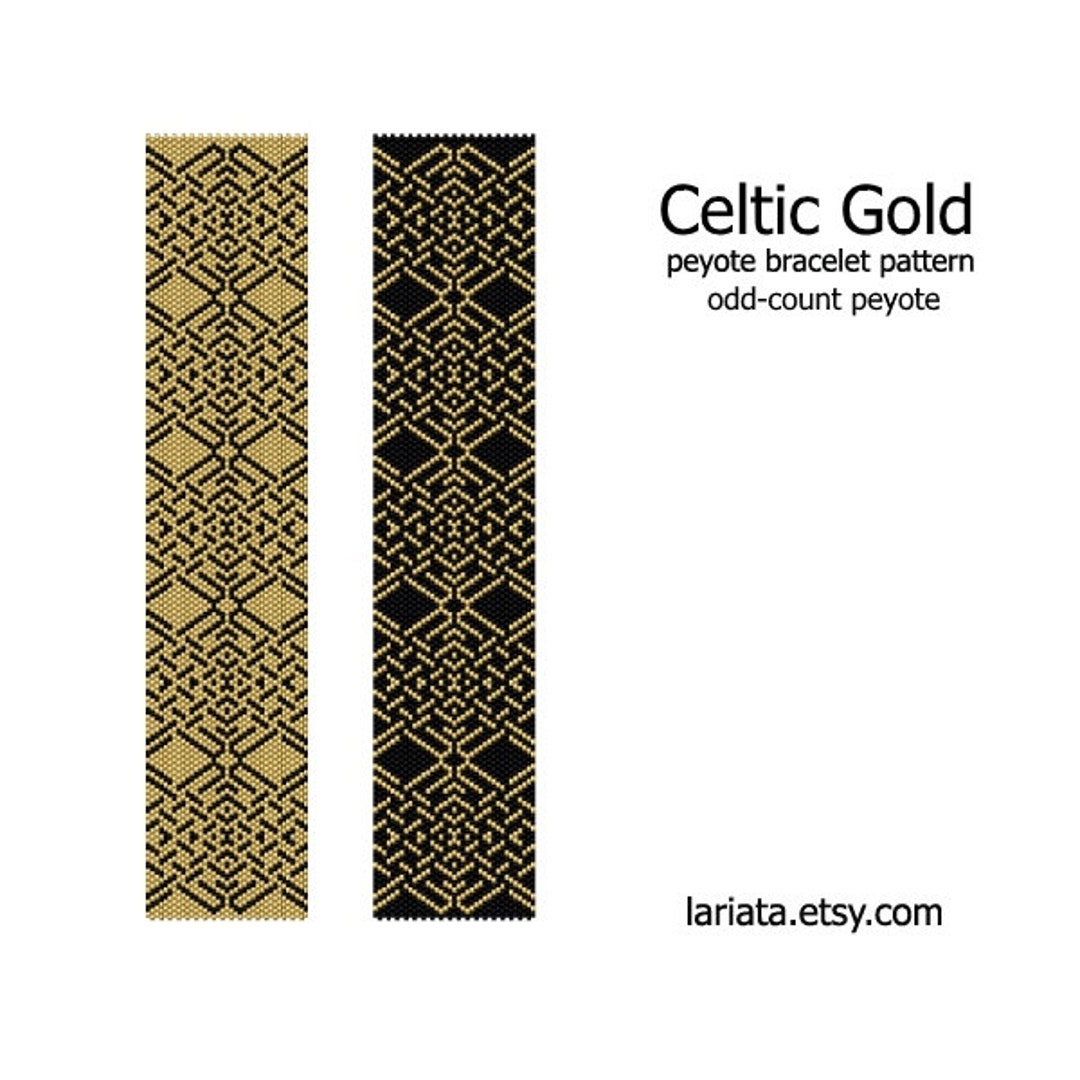 Celtic Gold - Odd Count Peyote Stitch Cuff Bracelet Beading Pattern ...