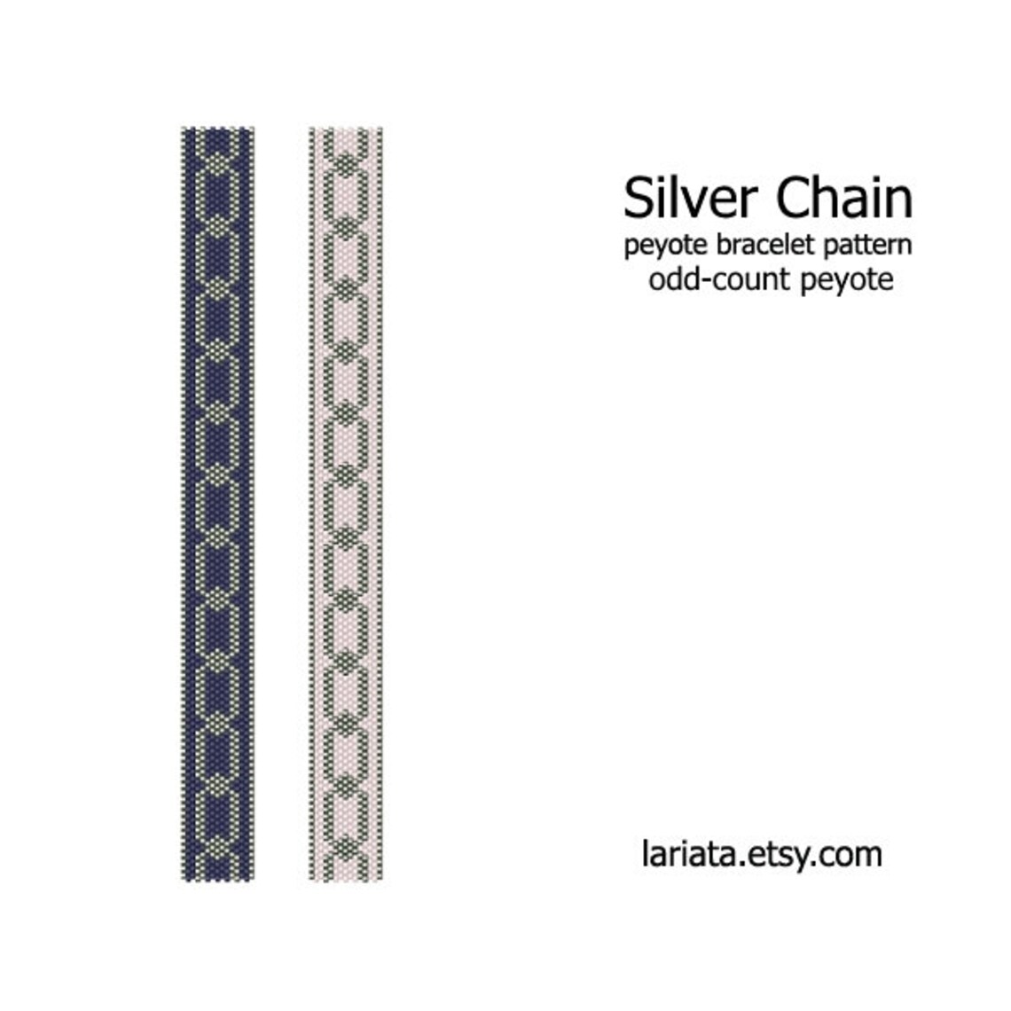 Silver Chain - Odd Count Peyote Stitch Cuff Bracelet Beading Pattern ...