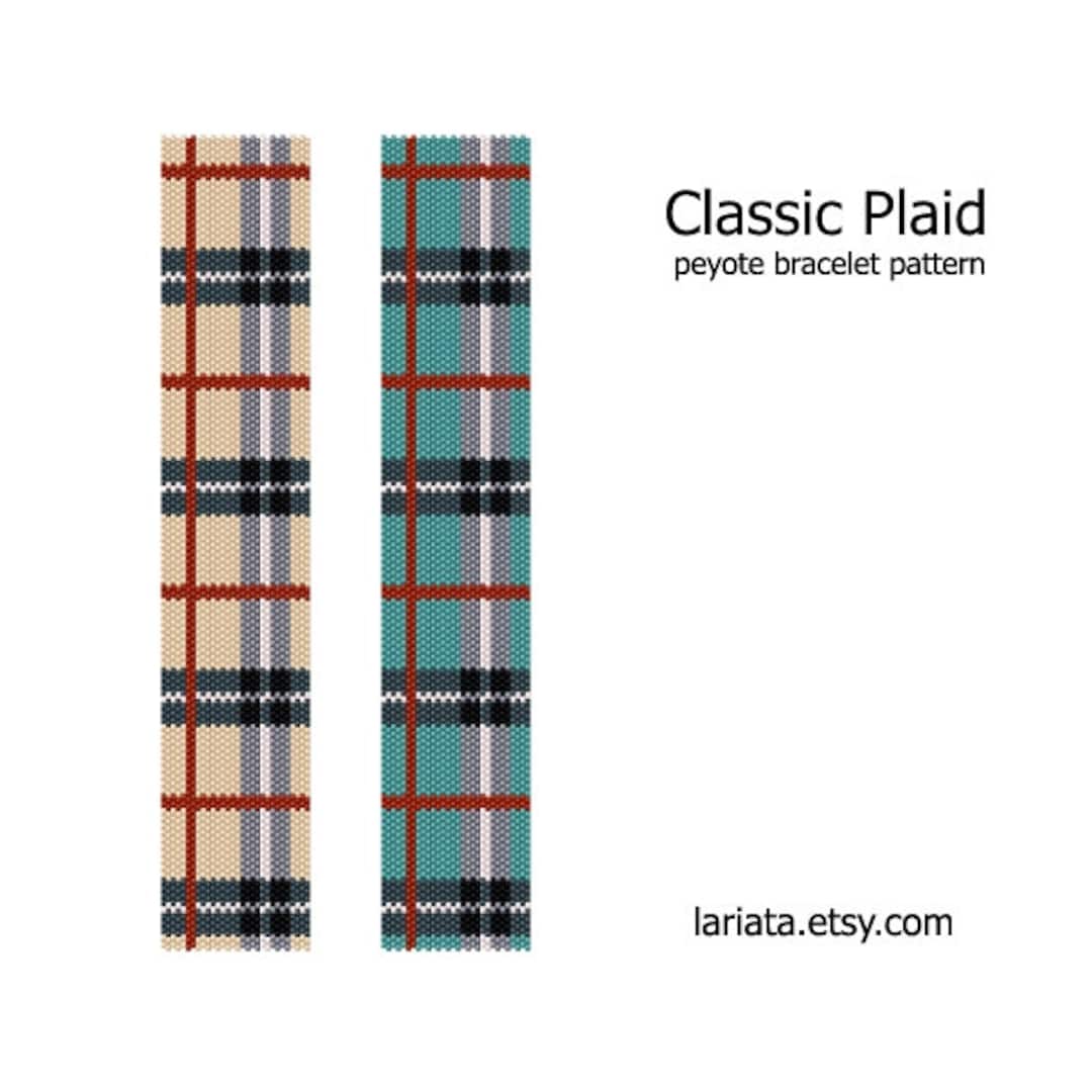 Classic Plaid - Even Count Peyote Stitch Cuff Bracelet Beading Pattern ...