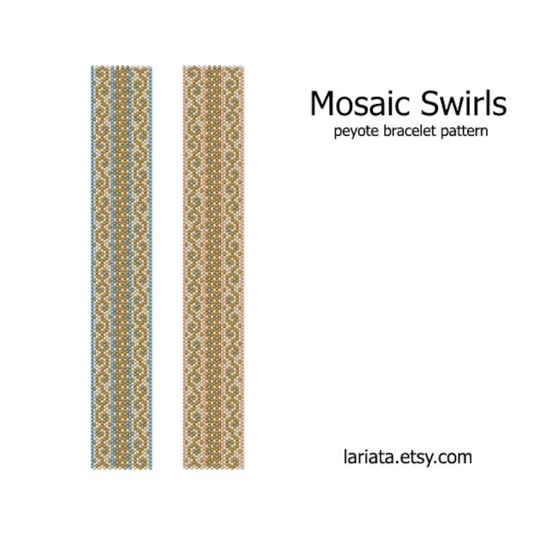 Mosaic Swirls - Even Count Peyote Stitch Cuff Bracelet Beading Pattern ...