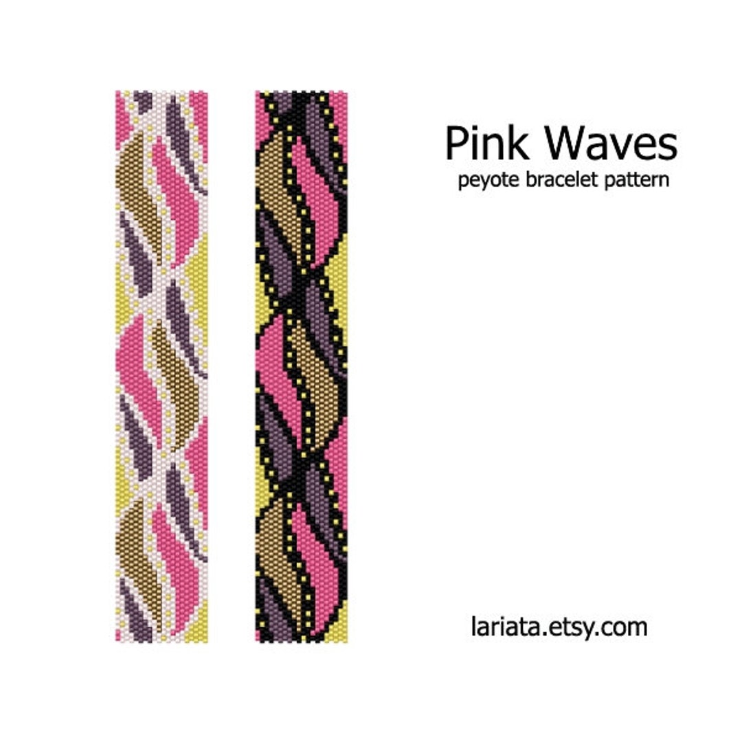 Pink Waves - Even Count Peyote Stitch Cuff Bracelet Beading Pattern ...
