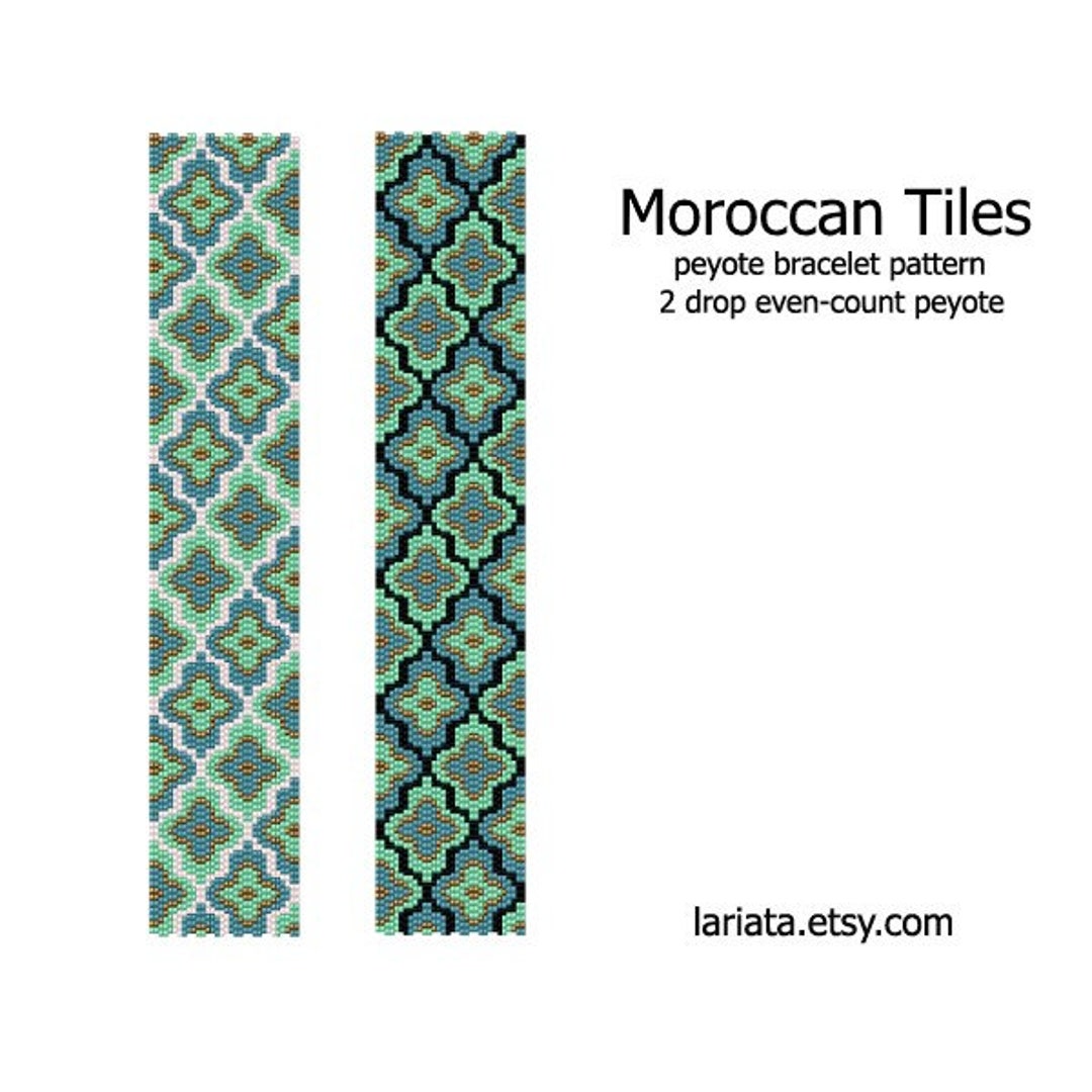 Moroccan Tiles - Even Count 2 Drop Peyote Stitch Cuff Bracelet Beading ...