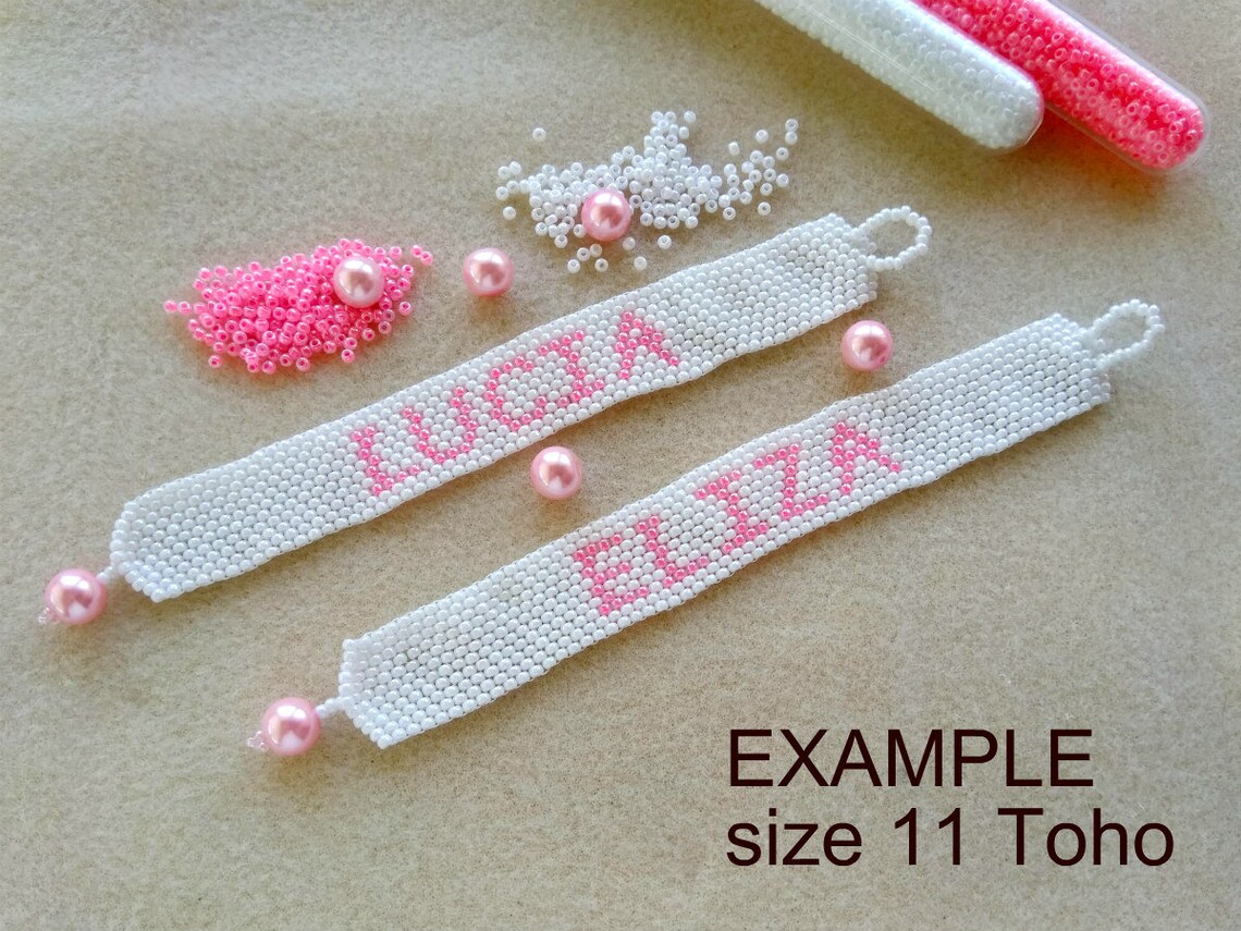 Alphabet Letters A-Z Font Peyote Stitch Cuff Bracelet Beading Pattern ...