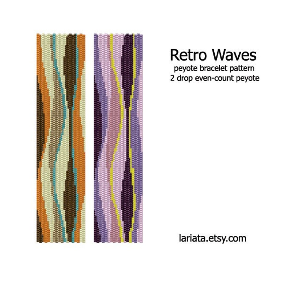 Retro Waves - Even Count 2 Drop Peyote Stitch Cuff Bracelet Beading ...