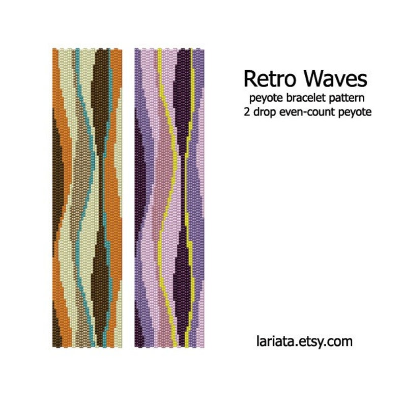 Retro Waves - Even Count 2 Drop Peyote Stitch Cuff Bracelet Beading ...
