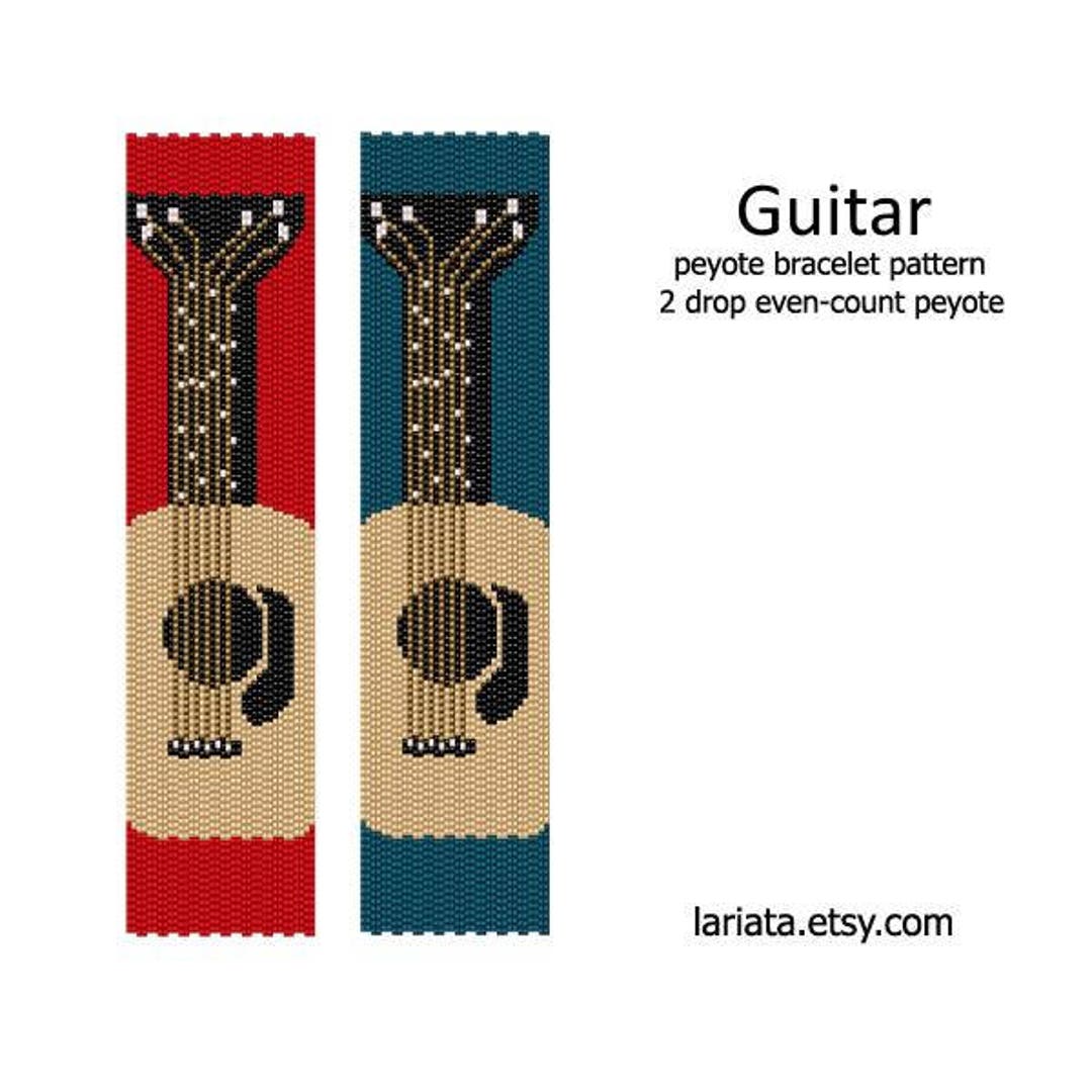 Guitar - Even Count 2 Drop Peyote Stitch Cuff Bracelet Beading Pattern ...