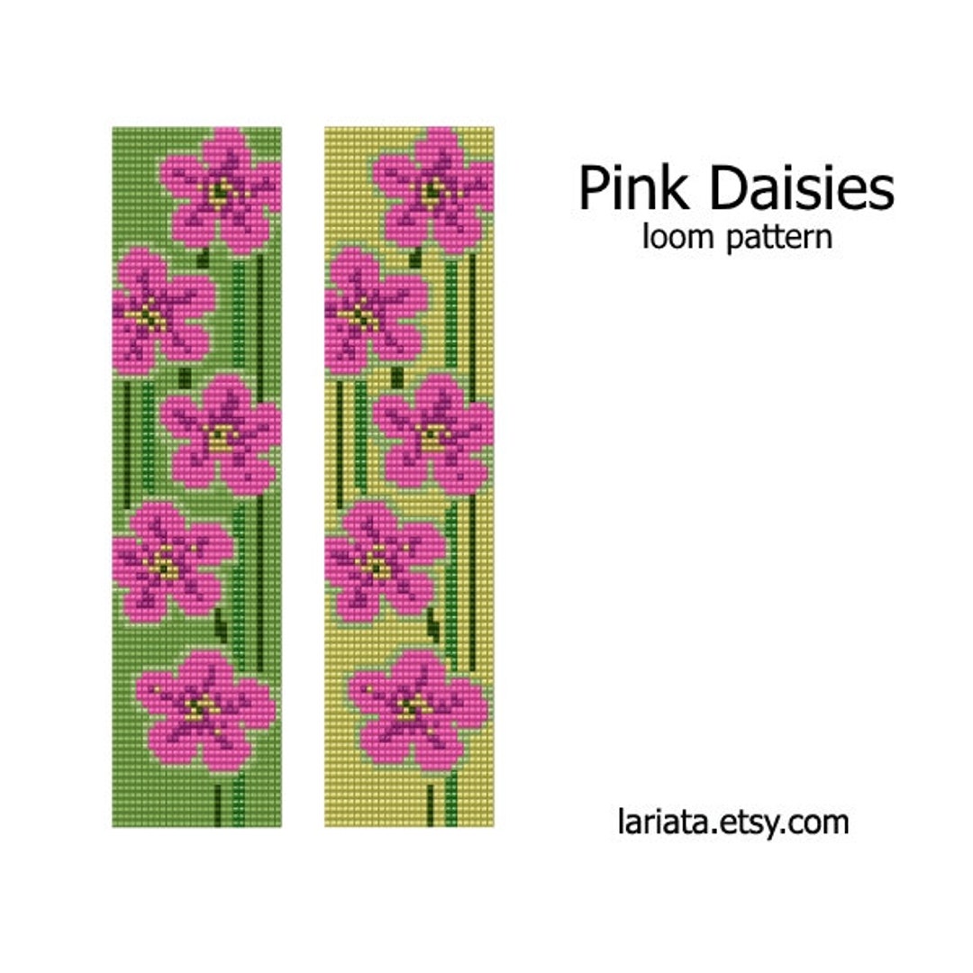 Pink Daisies - Bead LOOM Cuff Bracelet Beading Pattern INSTANT DOWNLOAD ...