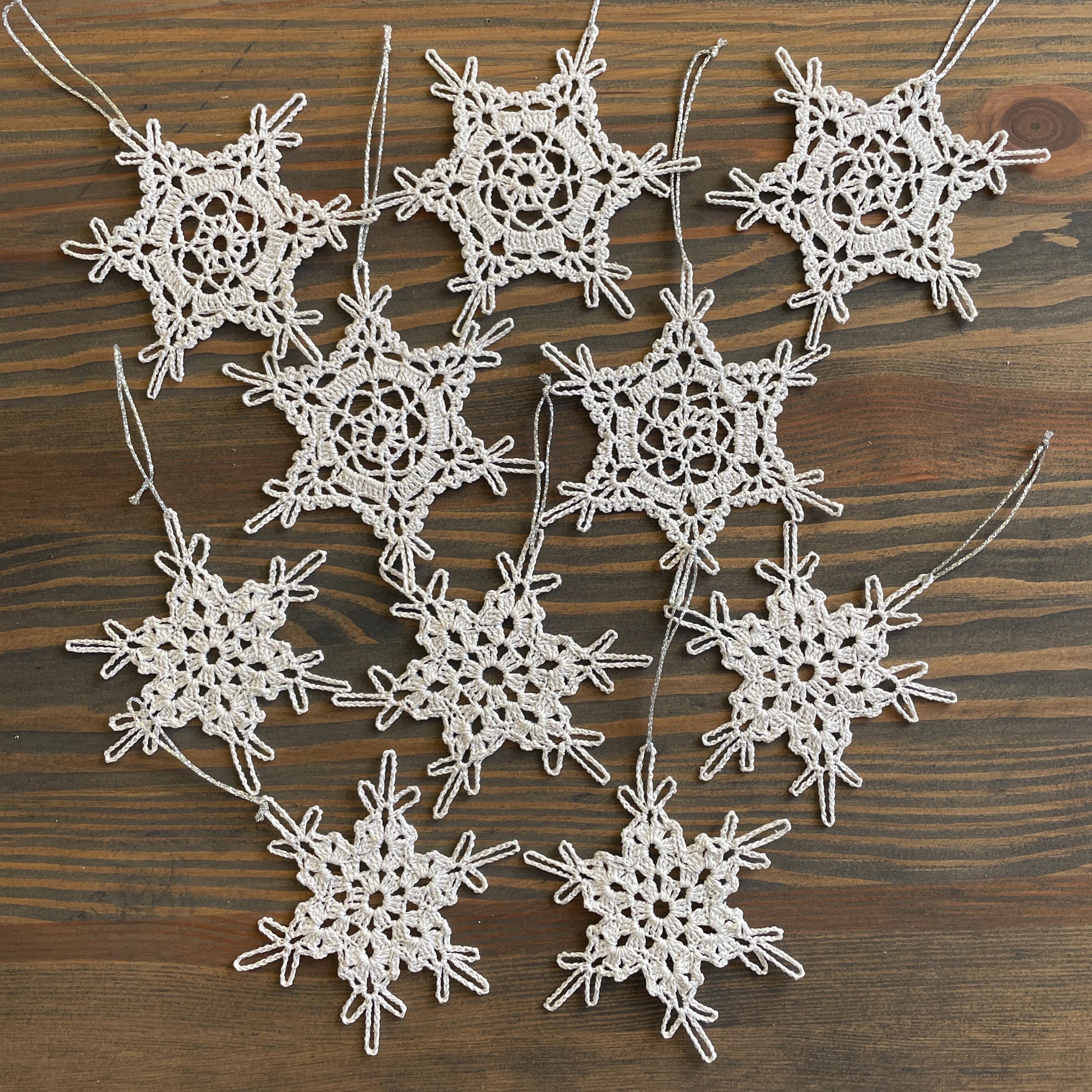 Crochet Stars, Christmas Tree Stars, Set of 10 Snowflakes, Handmade ...