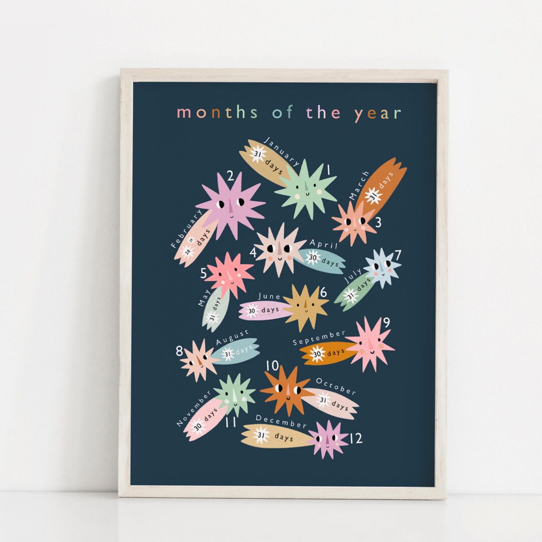 A4 Months of the Year Print - Etsy