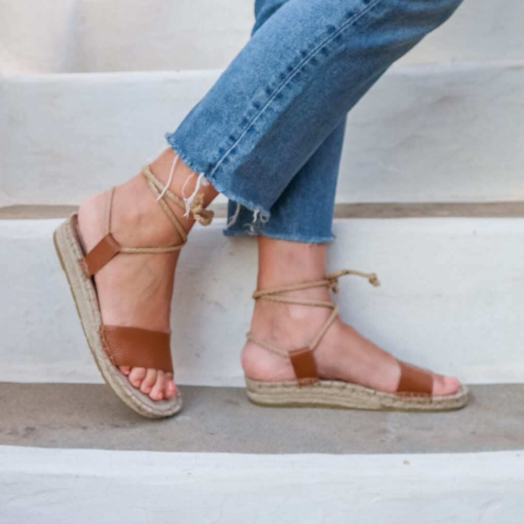 Comfort Lace up Espadrilles Sandals Tan - Etsy