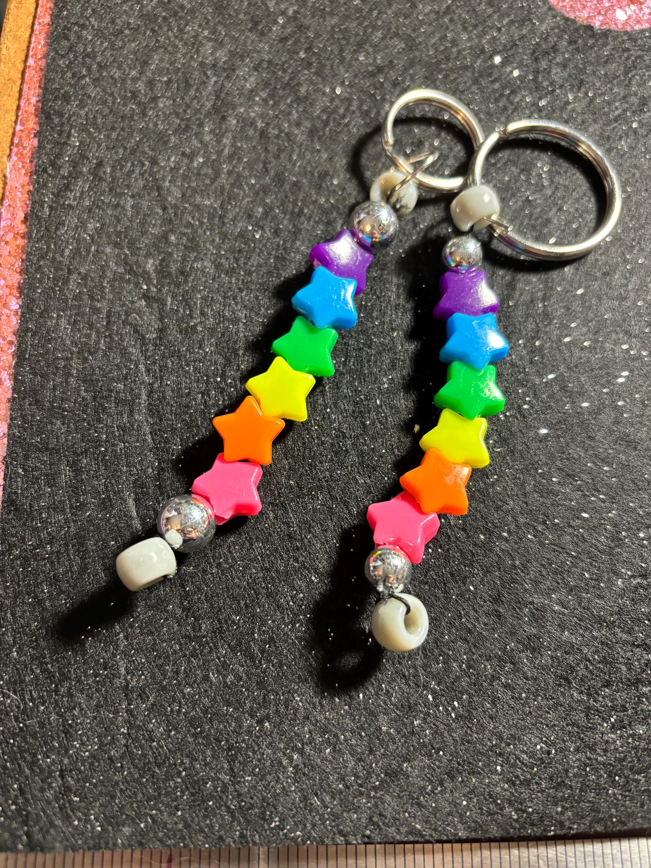 Rainbow Stars Kandi Star Keychain - Etsy