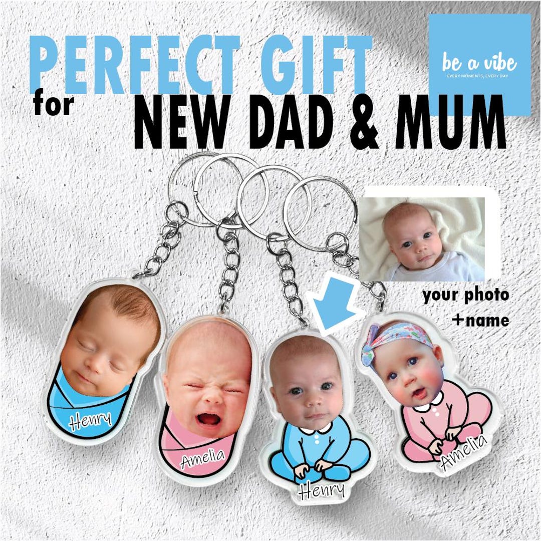 Custom New Born Baby Face Gift Keyrings Cutout, Personalised for New ...