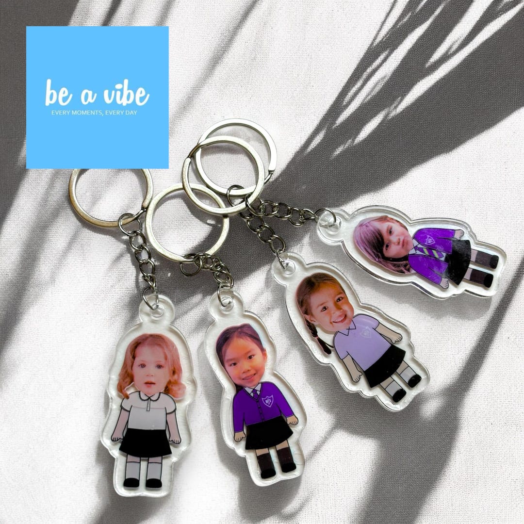 Custom Kids Face Keychain Photo Face Cutout Keychain, School Boy Girl ...