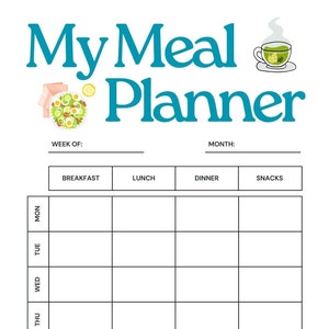 A4 Size Printable Weekly Meal Plan and Grocery List, 7 Day Menu Planner ...