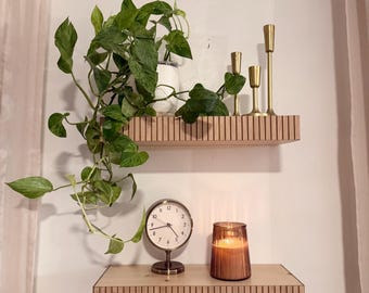 Custom Floating Fluted Shelf | Mid-century | Wall Shelf | Kitchen ...