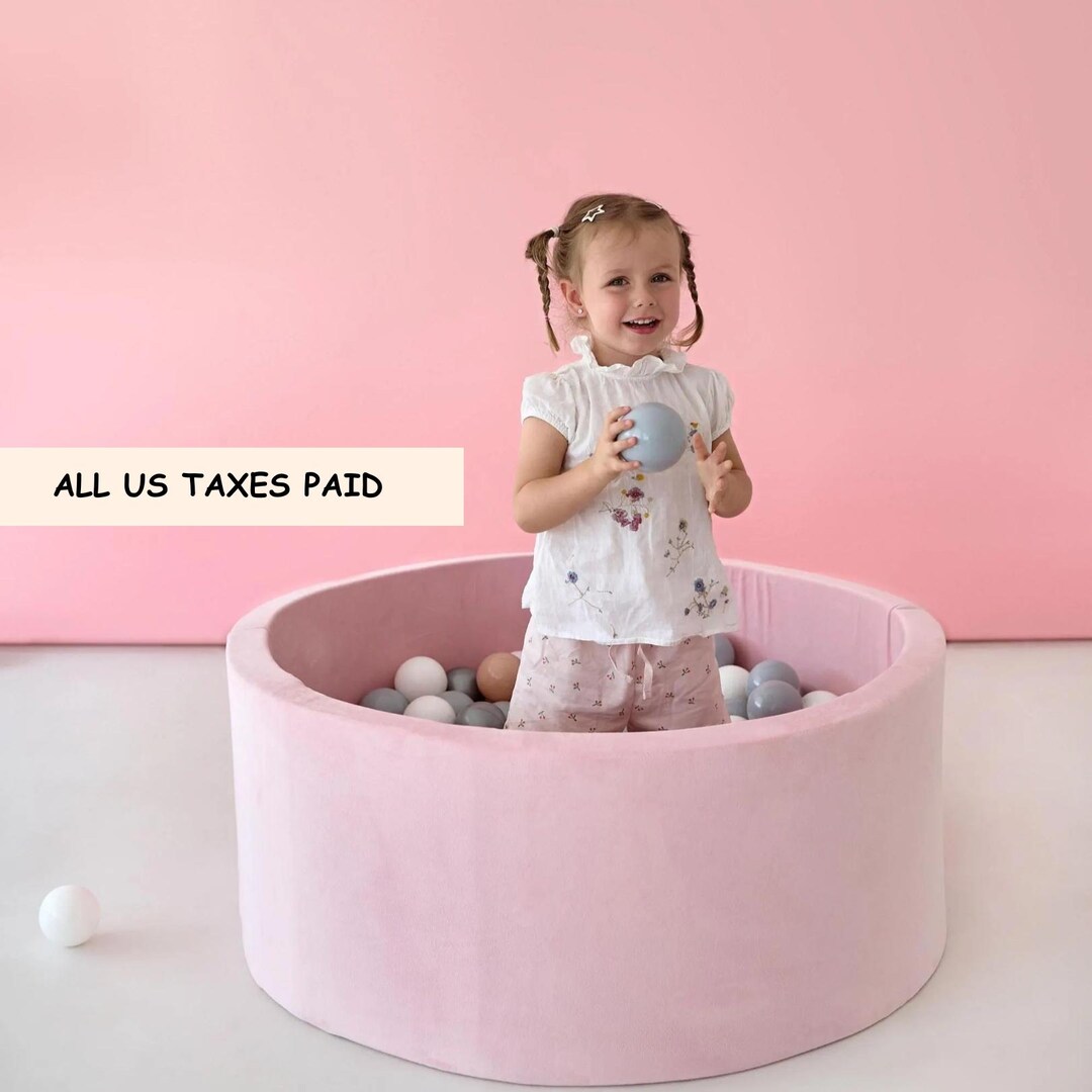 Soft Velvet Baby Ball Pit: Pink Foam Play Zone With Mat and Balls - Etsy