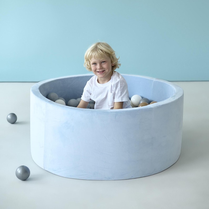 Toddler Ball Pit: Baby Blue Velvet Soft Play Pool Indoor Fun - Etsy