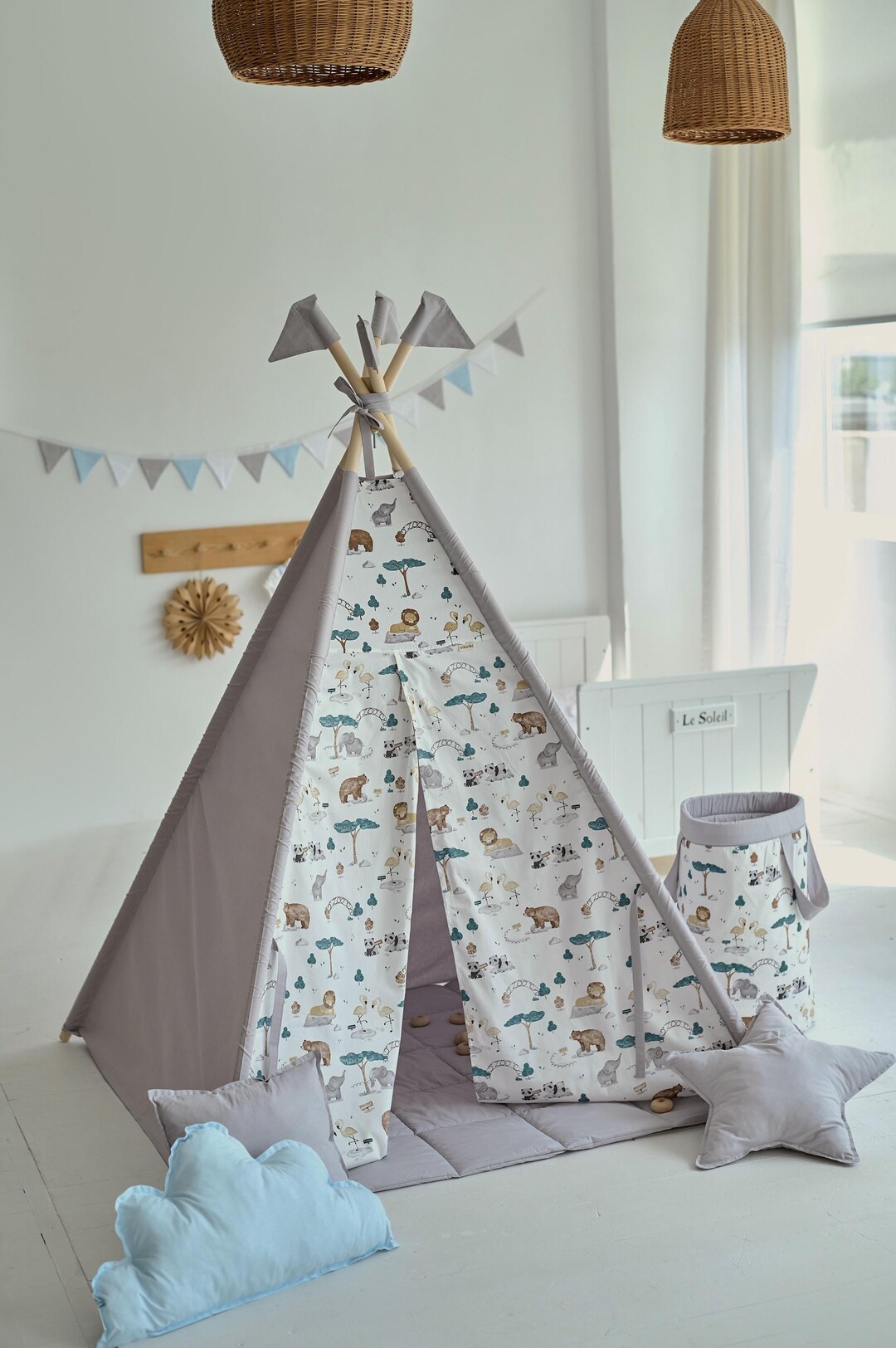 Kids Tent Cute Animals Print Teepees for Children Toddler Toys Gift for ...