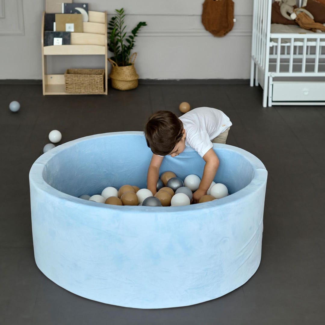 Toddler Ball Pit: Baby Blue Velvet Soft Play Pool Indoor Fun - Etsy