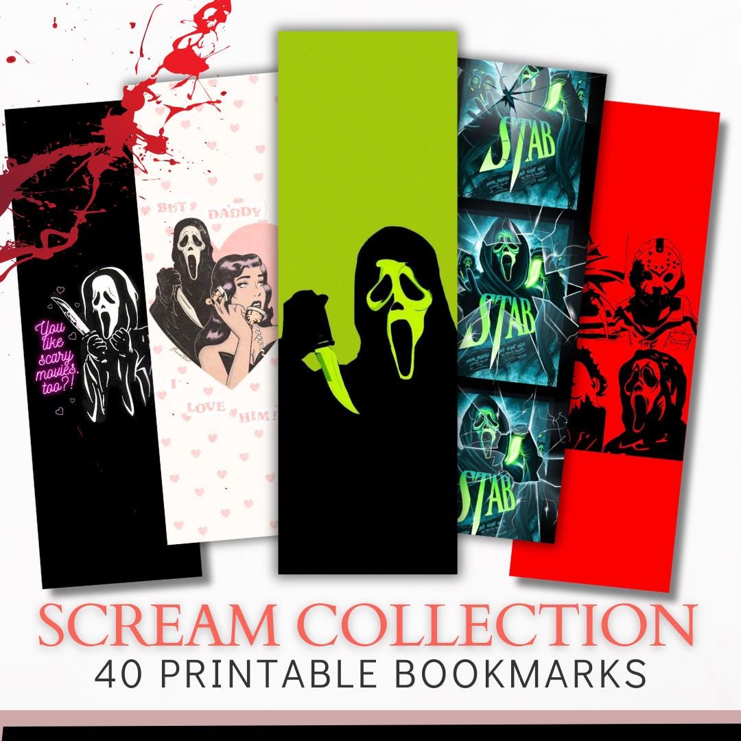 Halloween Scream Movie 40 Printable Bookmark Pdf Sheet and Canva Links ...