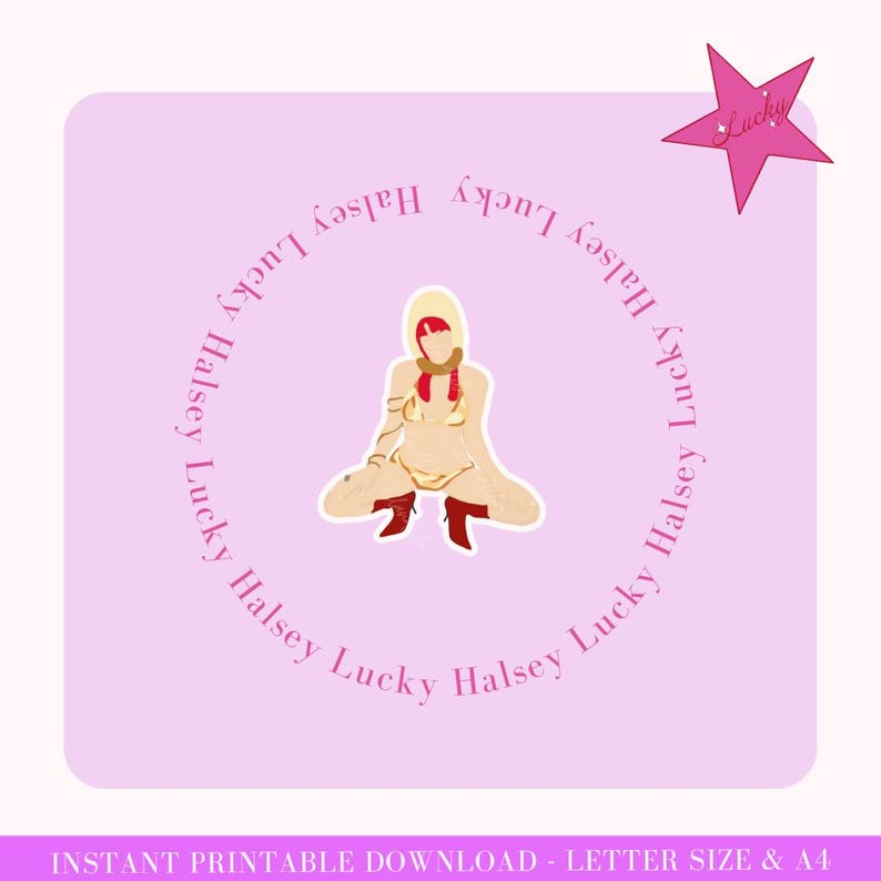 5 Printable Halsey Lucky Sticker A4 Png, Transparent Background Option ...