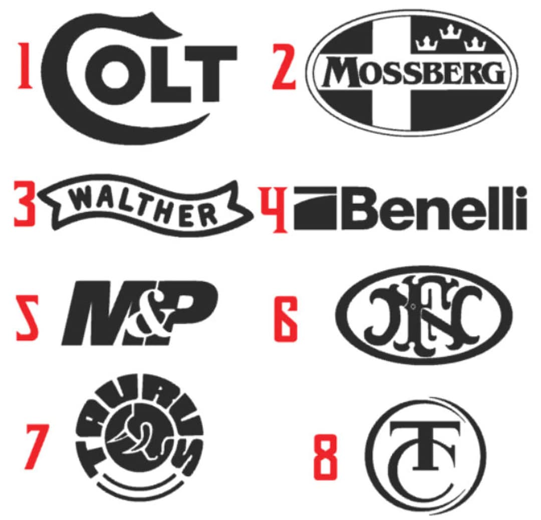 Vinyl Decal Firearm Brand Logo Decals 5 10 white OR Black USA MADE - Etsy