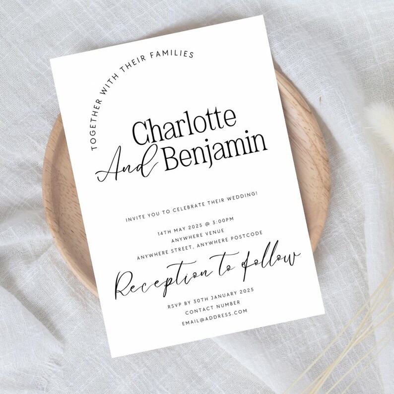 Wedding Invitation Template (digital Download) - Customisable / Invitation + Details. - Etsy