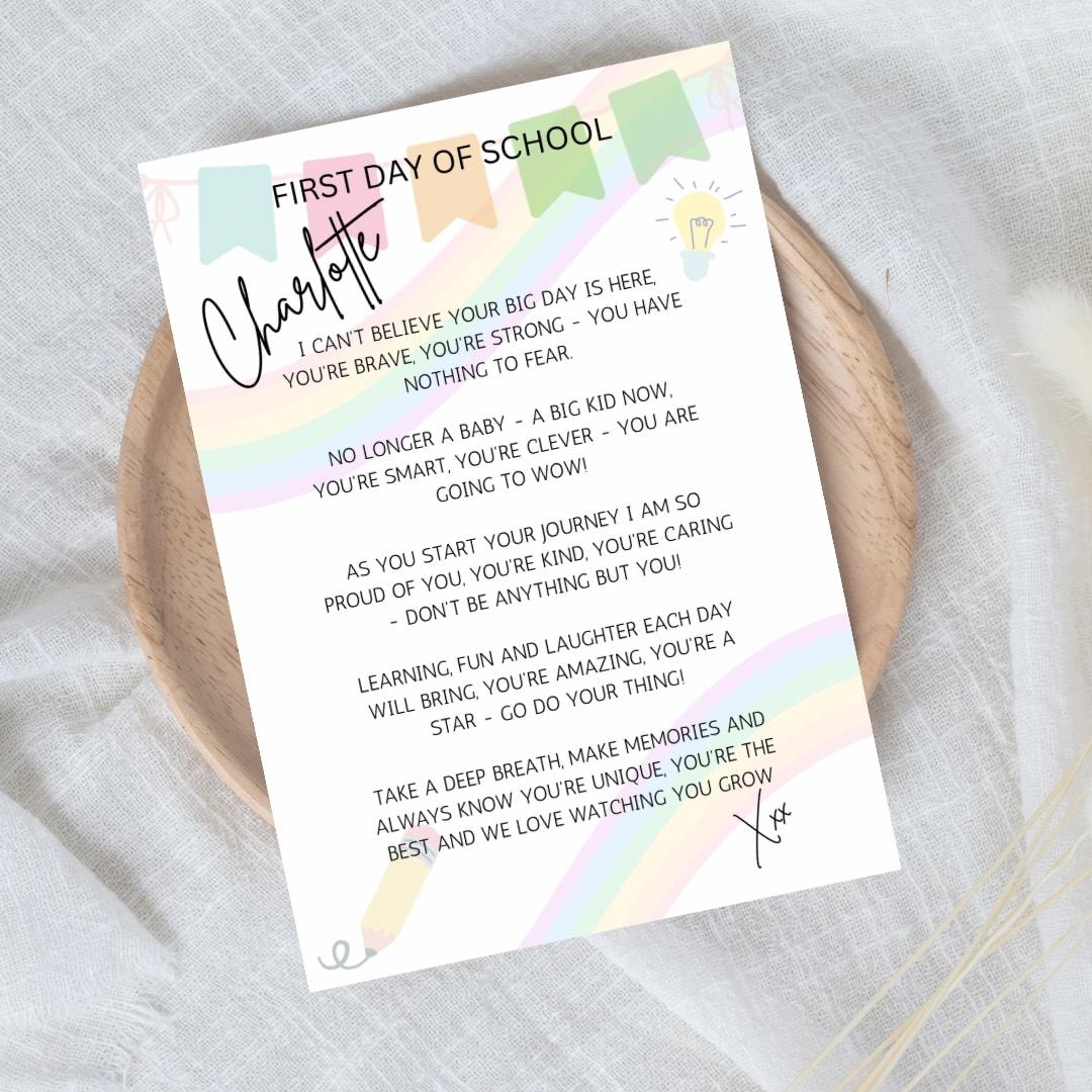 First Day of School Letter Template (digital Download) - Customisable ...