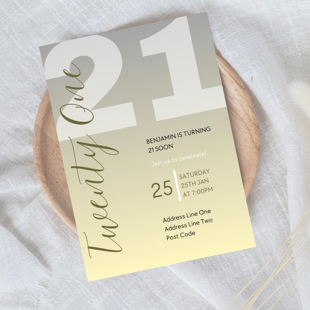 Twenty First (21st) Party Invitation Template (digital Download ...