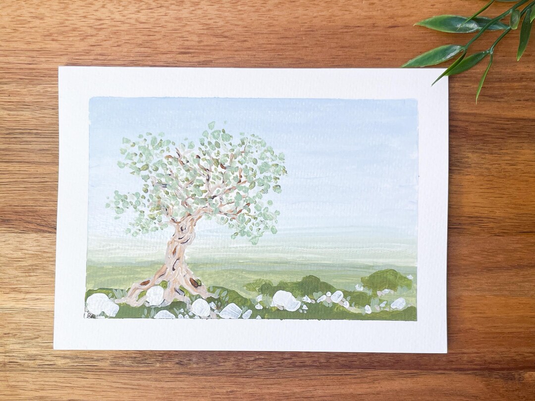 Hand-painted Olive Tree Card Blank Inside, Easter or Any Occasion, 5x7 ...