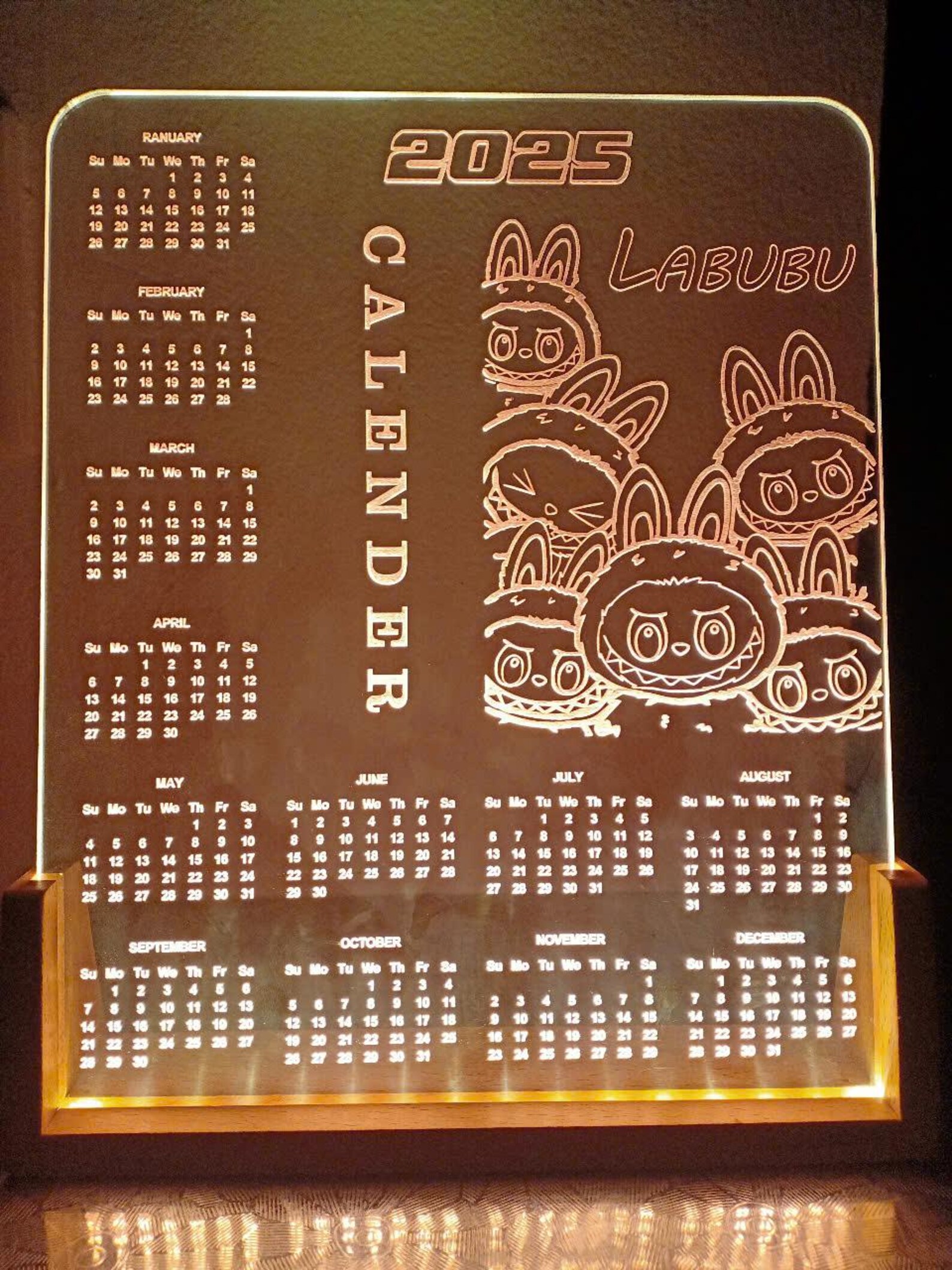 Table Lamp Calendar 2025, Desk Calendar Night Light, Desk Calender - Etsy