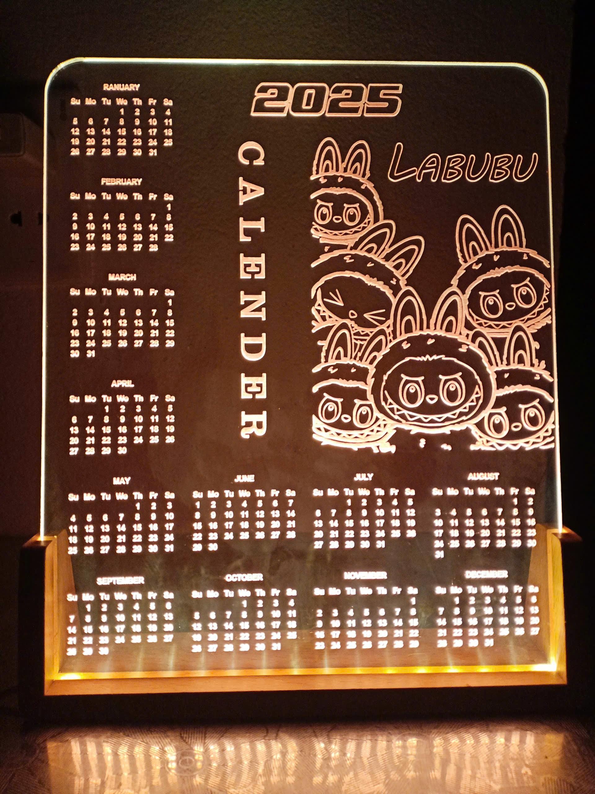 Table Lamp Calendar 2025, Desk Calendar Night Light, Desk Calender - Etsy