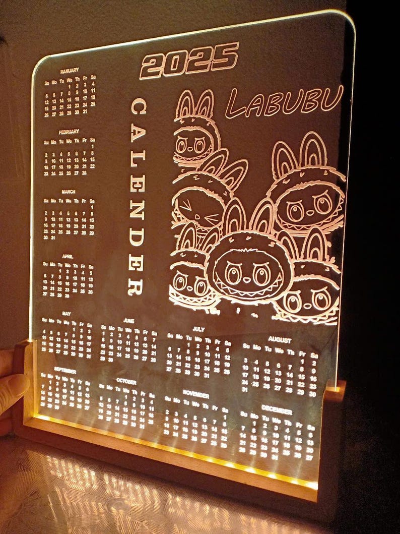 Table Lamp Calendar 2025, Desk Calendar Night Light, Desk Calender - Etsy