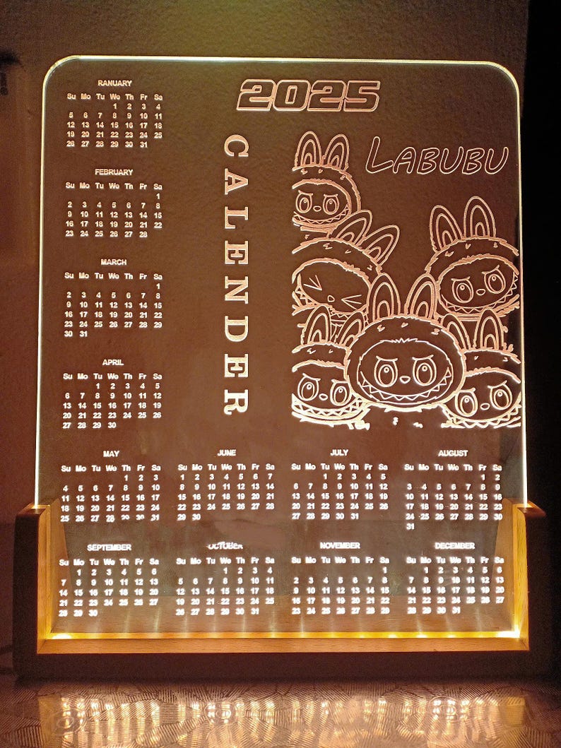 Table Lamp Calendar 2025, Desk Calendar Night Light, Desk Calender - Etsy