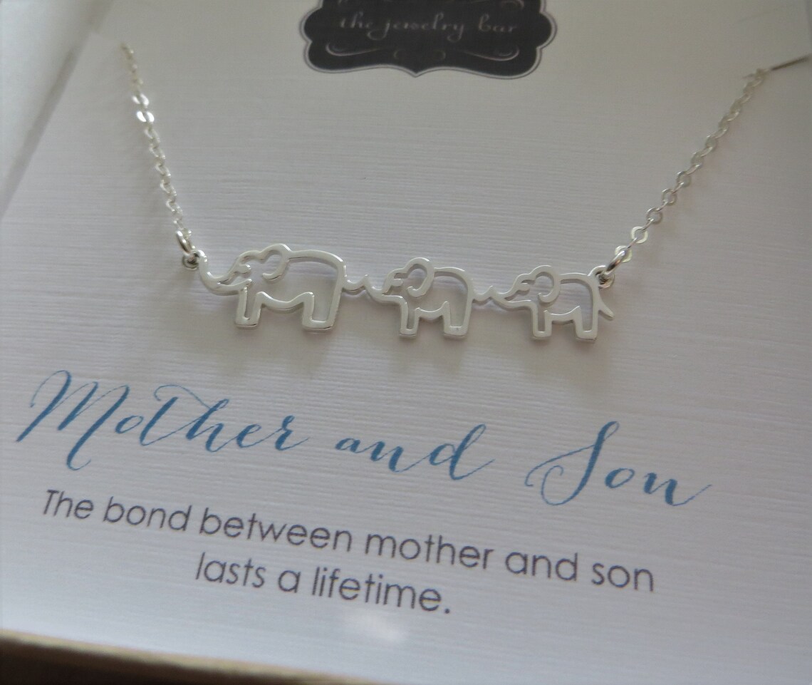 Mother Two Son Jewelry Mama and Baby Elephant Necklace | Etsy