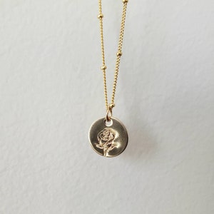 June Birth Flower Necklace, Rose Charm Necklace, June Birthday Gift for ...