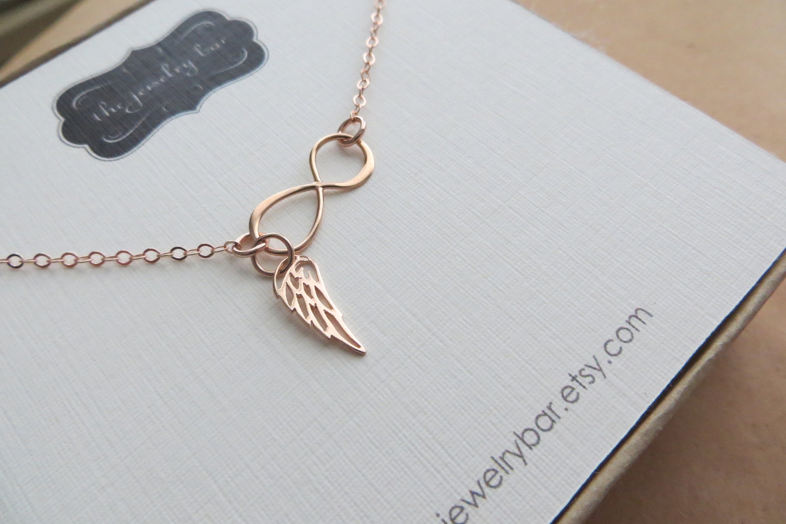 Godchild Gift Angel Wing Infinity Necklace Rose Gold - Etsy