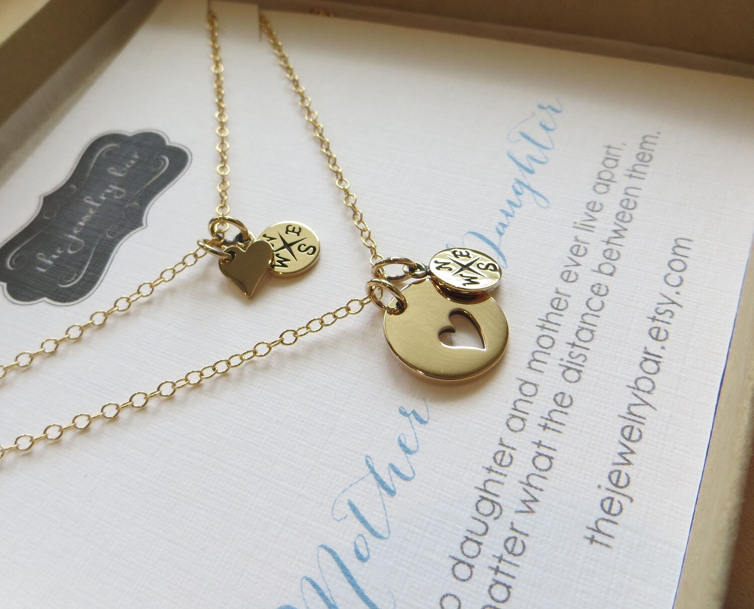 Mother Daughter Compass Heart Necklace Daughter Going Away - Etsy