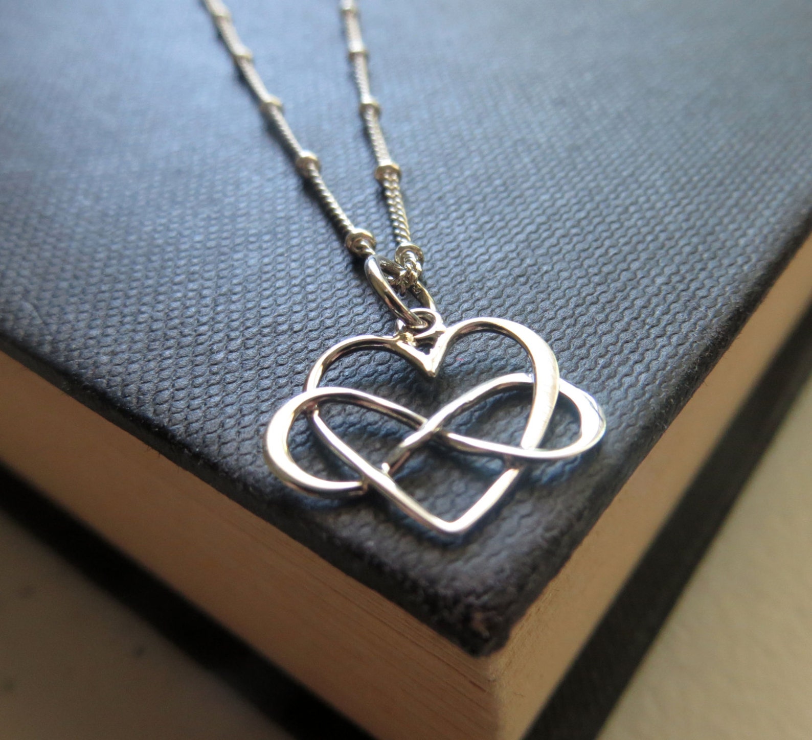 Entwined Infinity Necklace Infinity Heart Charm Sterling | Etsy